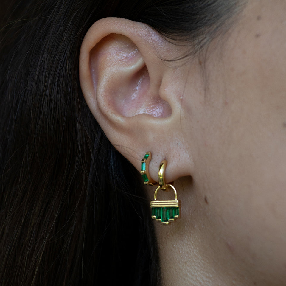 Green art deco inspired Charm Hoop Earrings – Scream Pretty