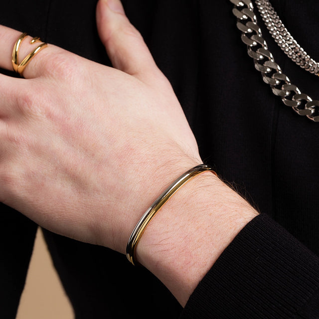 Mixed Metal Bangle Bracelet | Silver & Gold | Scream Pretty